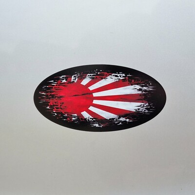 Japanese Rising Sun Flag Fade to Black Oval Vinyl Sticker For Car Van ...