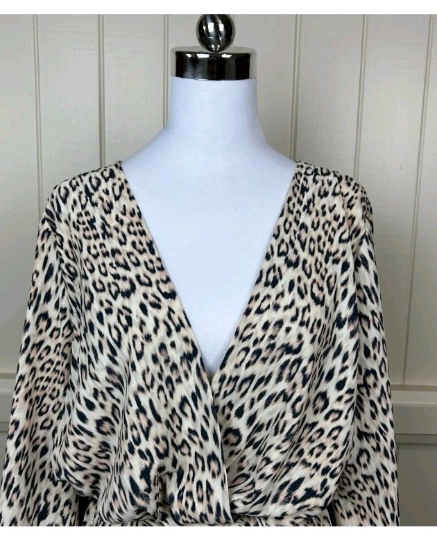 Sheike Playsuit Women's Size 14 Cream Leopard Print Tie Waist Party ...