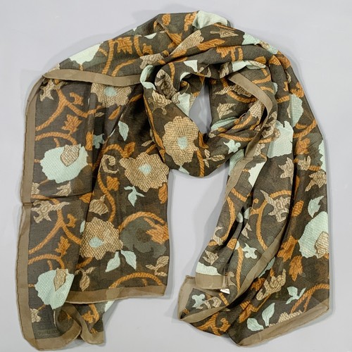 GIORGIO ARMANI Brown Turquoise Abstract Floral Silk Scarf Shawl | eBay UK