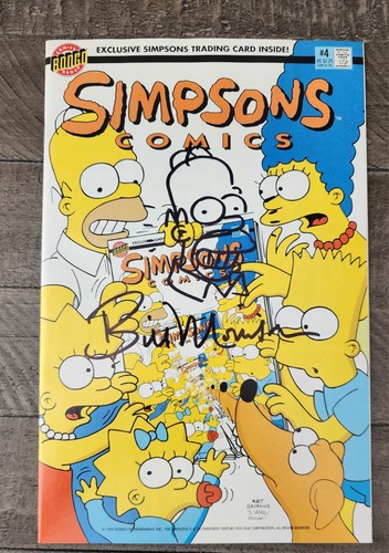The Simpsons #4 W/ Sealed Willie Dipkin Card Homer Sketch Signed Bill ...