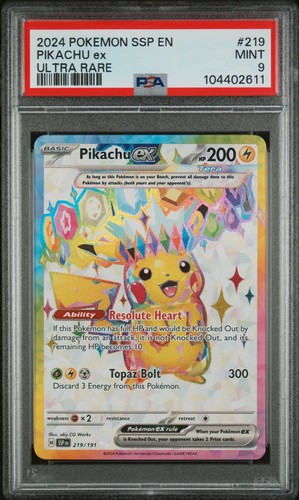 PSA 9 Pikachu ex 219/191 Ultra Rare Surging Sparks SSP Pokemon Card | eBay