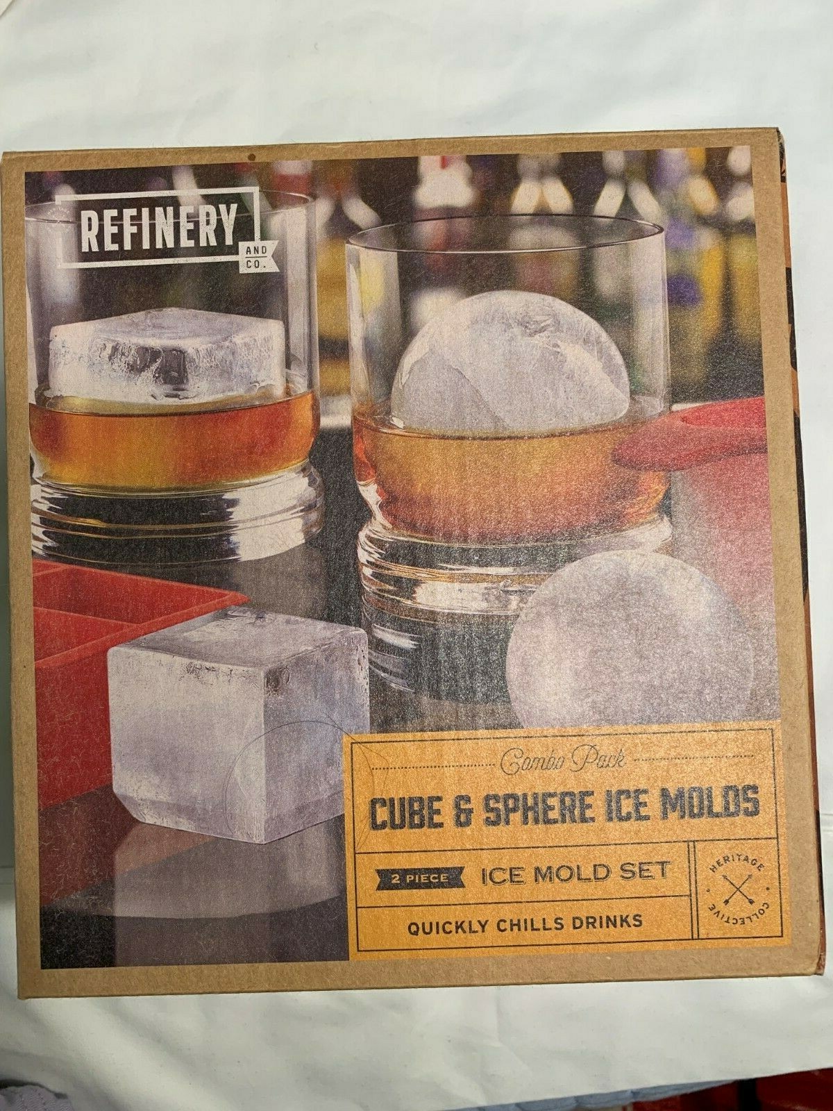 Refinery and Co. Combo Pack Cube & Sphere Ice Molds 2 PC Quickly Chills ...