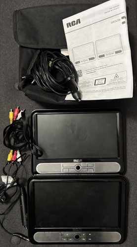 2 RCA Twin 9" Mobile LCD DVD Players-Black DRC6296 with Carry Bag ...