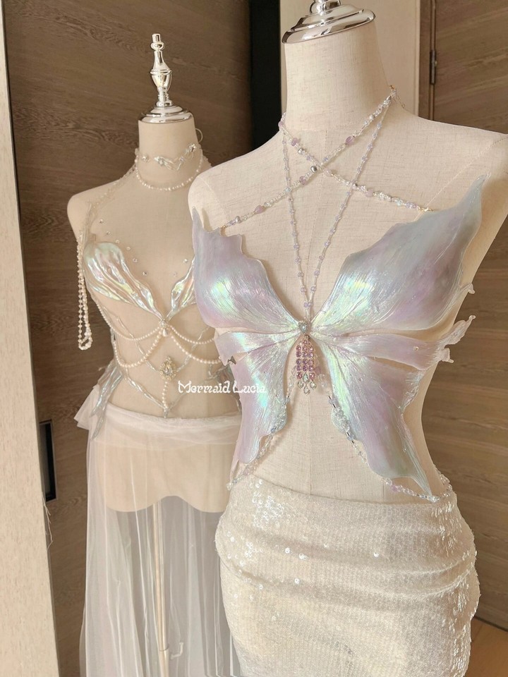Luminous Seashell Siren Angel Resin Mermaid Corset Bra Top Cosplay ...