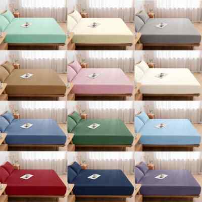 Fitted Sheet Soild Color with Elastic Band Non Slip Adjustable Mattress ...