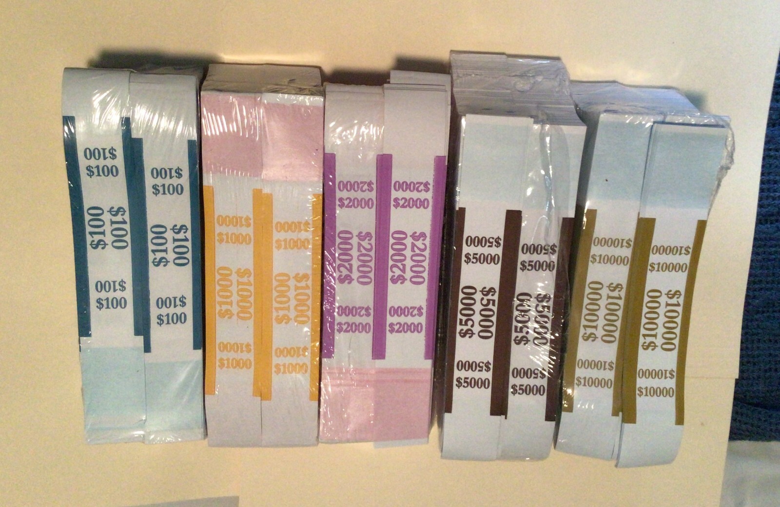 25 Self-Adhesive Currency Straps / Bands Color Coded Money Paper - YOU ...