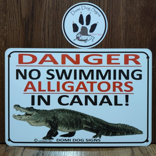 Metal Danger Alligators no swimming sign, Beware of Alligator 8"x12"USA ...