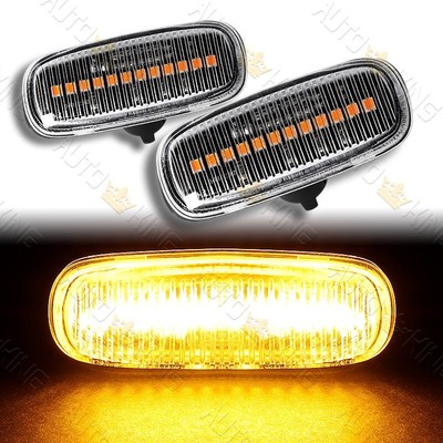 FIT AUDI A3 A4 A6 A8 TT AMBER 12-LED CLEAR LENS TURN SIGNAL SIDE MARKER ...