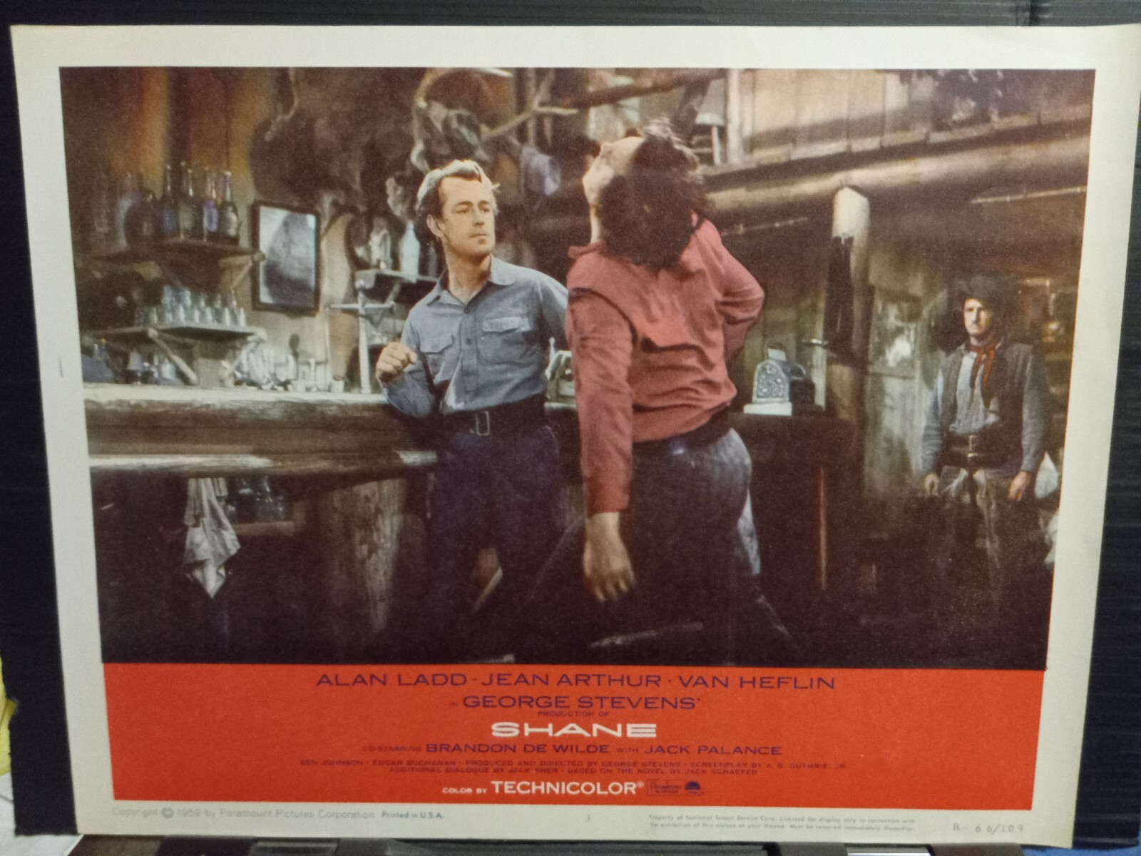 Lobby Card 1966rr SHANE Alan Ladd in saloon brawl western classic | eBay