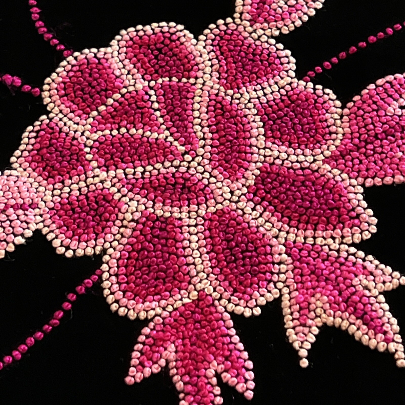 RuiFuXiang Rui Fu Xiang Embroidered Silk Pink Floral Design Red Silk ...