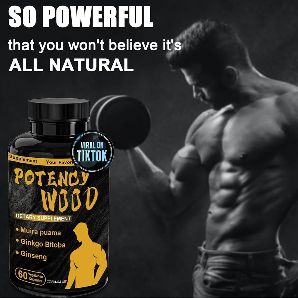 Potency Wood Dietary Supplement Muira Puama Ginko Biloba Ginseng 60 ...