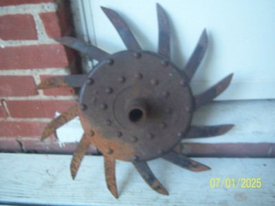 Antique Spike Hoe Wheel Cultivator Farm Garden Rustic Decor 12 Tine 16 ...