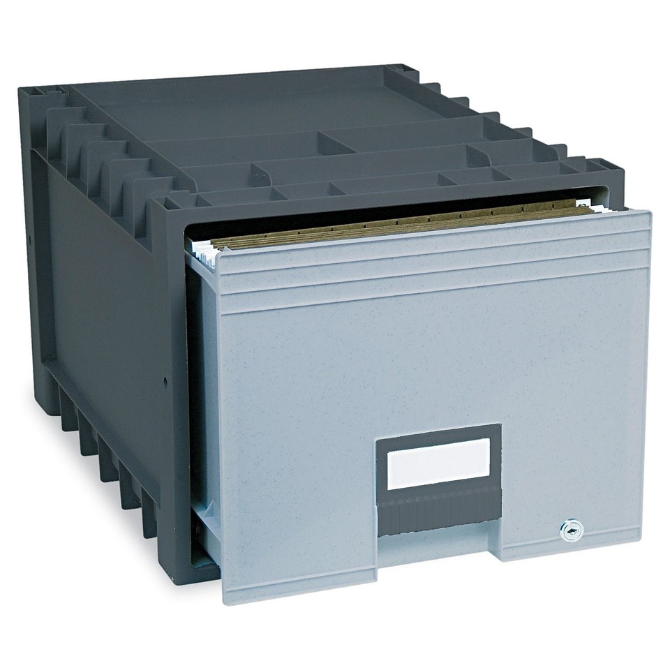 Storex Plastic Archive Storage Box with Lock Letter Size Black ...