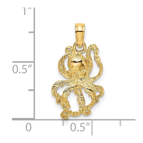 14k Yellow Gold Textured Octopus Charm Pendant | eBay