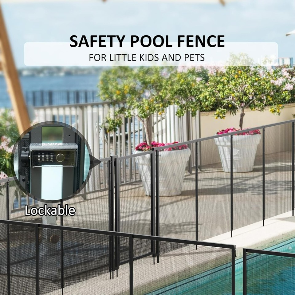 Domi 5FT Self-Closing Pool Fence Gate Kit w/ Safety Lock, Weatherproof ...
