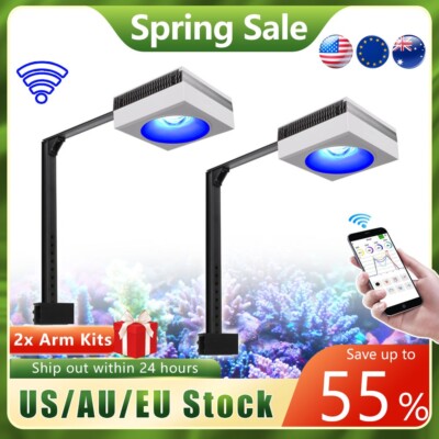 2PCS PopBloom RL90 WiFi Led Aquarium Light 48 for Marine Coral Reef SPS ...