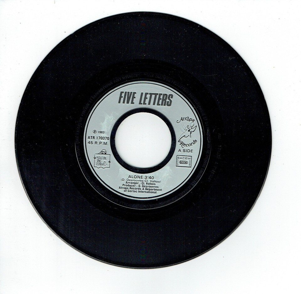 Five Letters 45 RPM Disc SP 7" Alone - D.J - Atropa Records 170370 ...