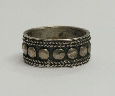 Vintage Sterling Silver Band Ring Marked GC 925 Size 6.5 5grams Rope ...