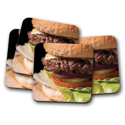 4 Set - Tasty Cheeseburger Coaster - Fast Food Restaurant Burger Meat ...