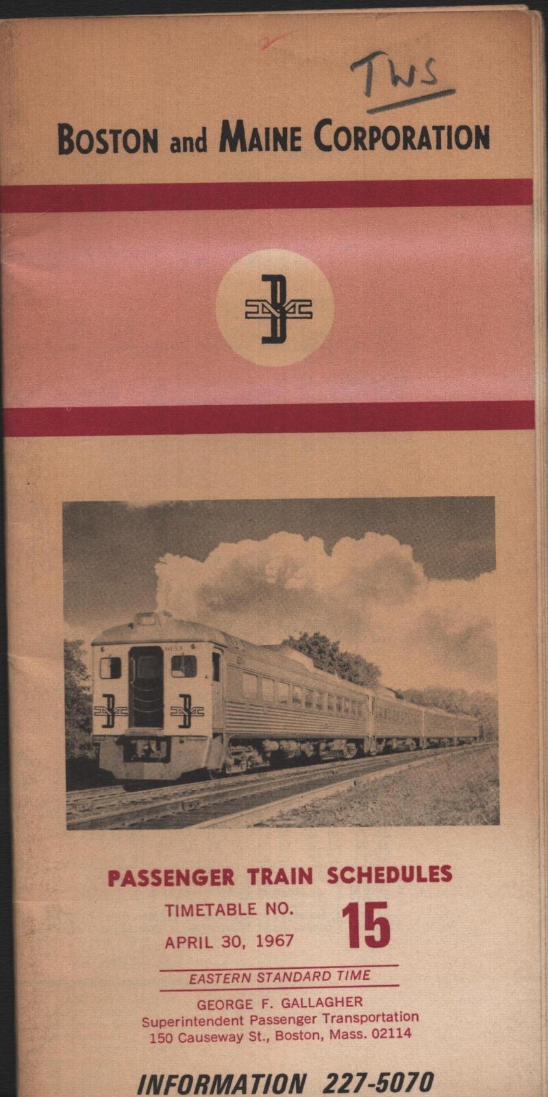 Boston and Maine Corporation - 4/30/1967 - Passenger Train Schedule ...