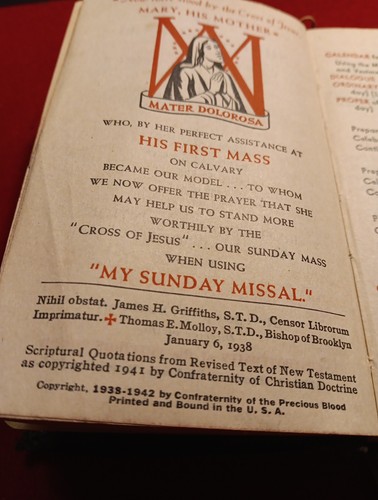 1942 My Sunday Missal by Father Stedman- Vintage Catholic Latin-English ...