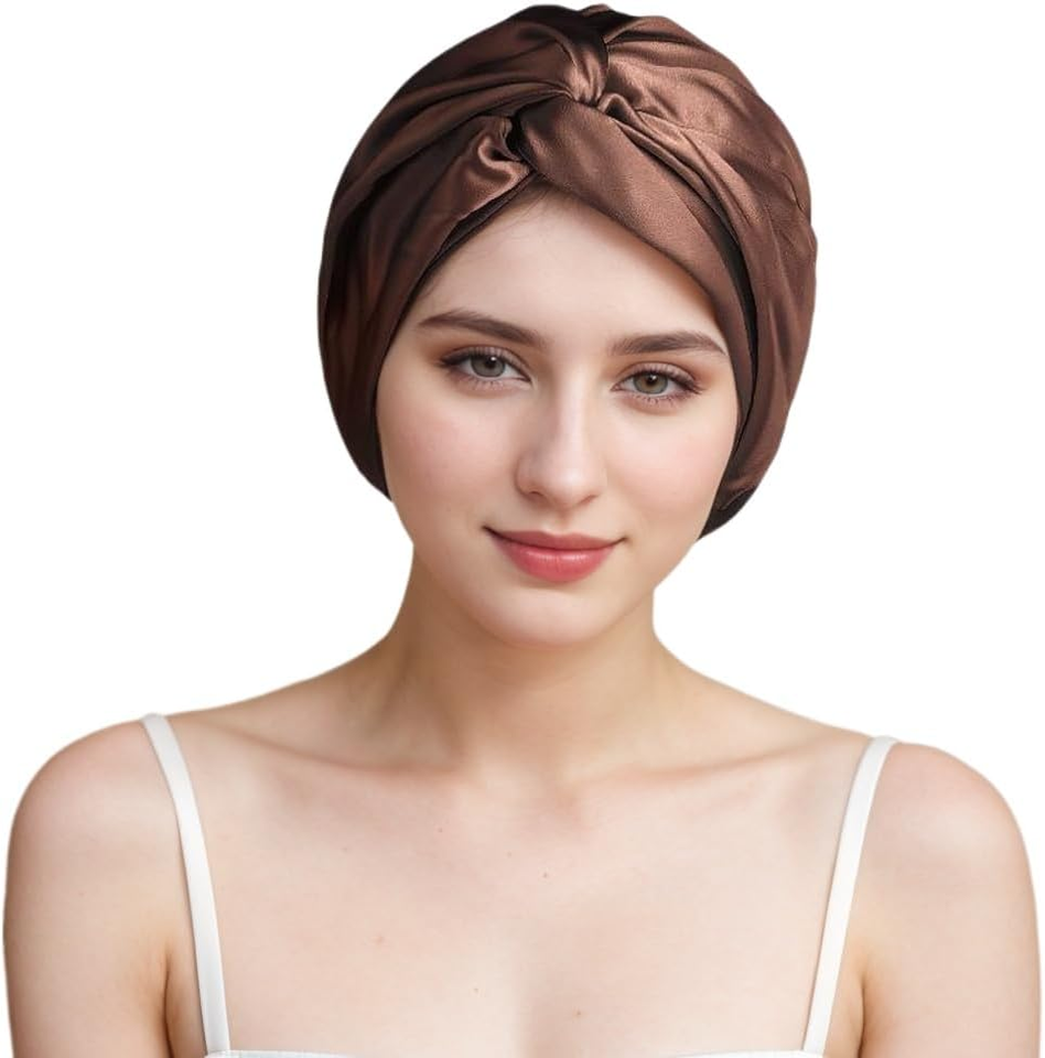 Silk Bonnet for Sleeping, 22 Momme 100% Mulberry Silk Bonnet for Hair ...