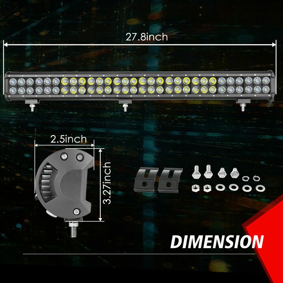 28inch Led Light Bar Dual Row Flood Spot Work Driving Lamp UTE Truck ...