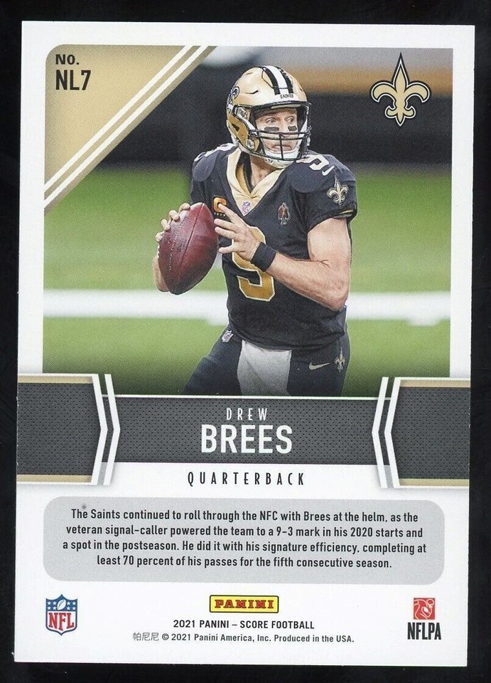 2021 Score Drew Brees Next Level Stats Insert New Orleans Saints | eBay