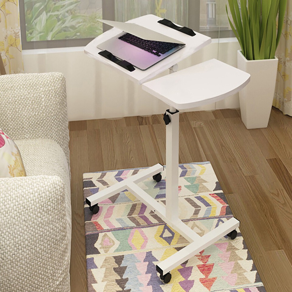 Mobile Over Bed Chair Table Overbed Height Adjustable Laptop Serving ...