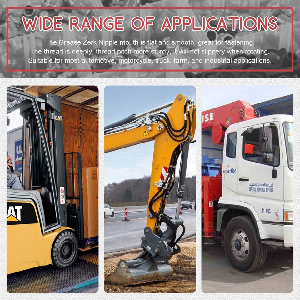 Hydraulic Zerk Grease Fittings Assortment Kit Grease Zerk Caps SAE ...