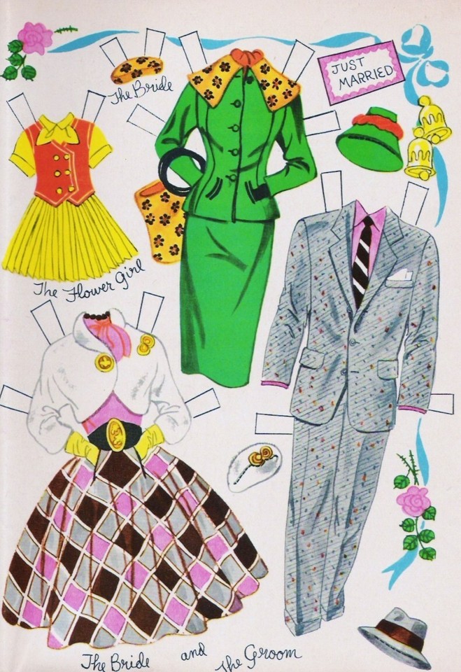 VINTAGE UNCUT 1955 BRIDAL PARTY PAPER DOLLS~#1 TOP REPRODUCTION SELLER ...