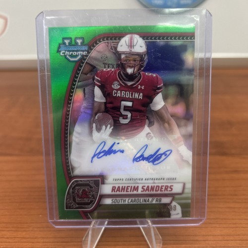 Raheim Sanders 2024 Bowman University Chrome Green Auto Chargers ...