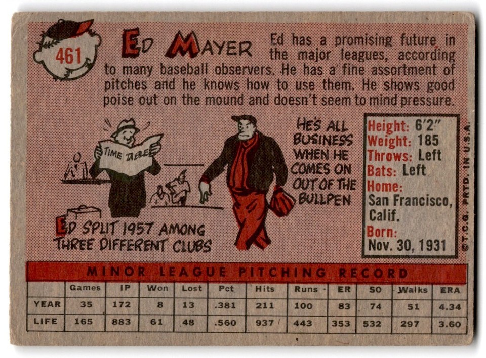 1958 Topps Ed Mayer RC Chicago Cubs #461 | eBay