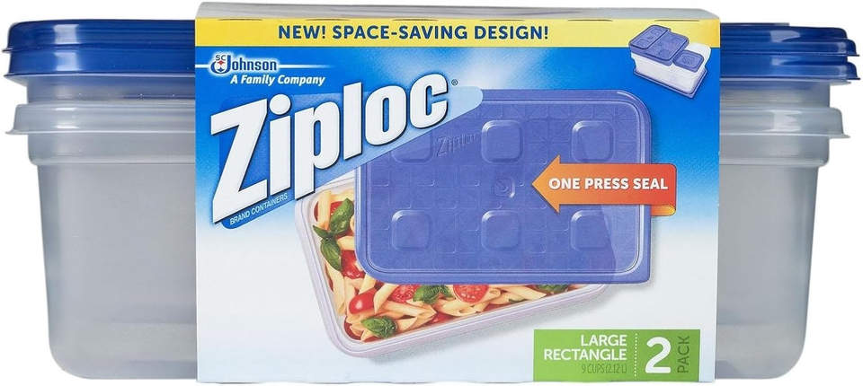 Ziploc Container Large Rectangle, 9 Cup Containers - 2 Ct 313028179147 ...