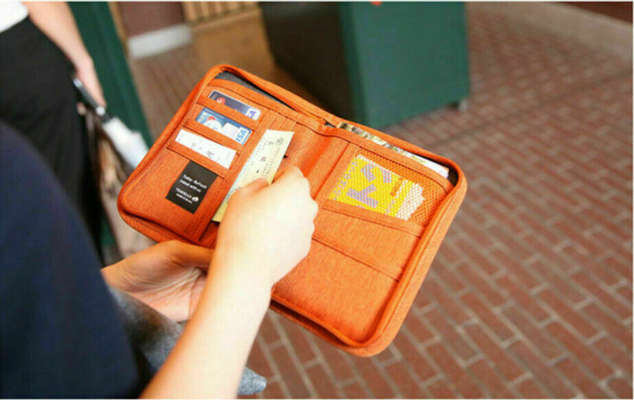 Women Mini Travel Passport Zipper Credit Card Cash Document Holder ...