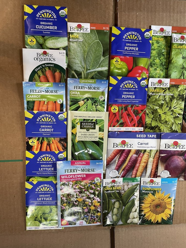 Lot Of 10 Vegetable And Herb Seed Packets Packs 2025 Non GMO Organic ...