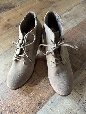 Toms Boots Womens 10 Tan Suede Mid Boot Lace Up Ankle Booties 300416 ...