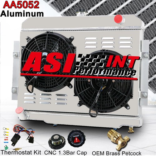 4 Row Aluminum Radiator Shroud Fan for 1972-86 Jeep CJ CJ5/CJ6/CJ7 ...