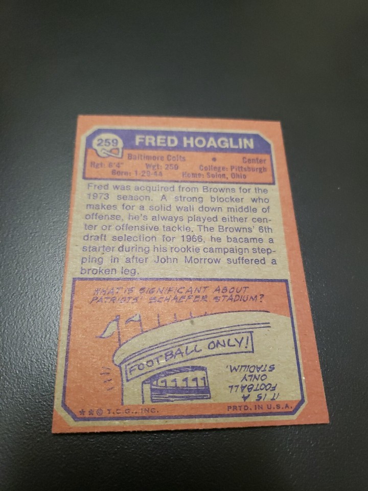 Fred Hoaglin 1973 Topps #259 Colts Football Card | eBay