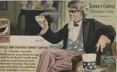 1910s AD POSTCARD UNCLE SAM DRINKING TURKEY COFFEE | eBay