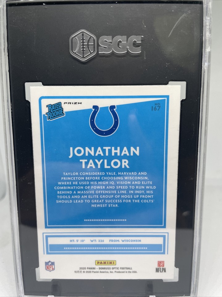 2020 Donruss Optic Jonathan Taylor Green Velocity Prizm #167 Rookie SGC ...