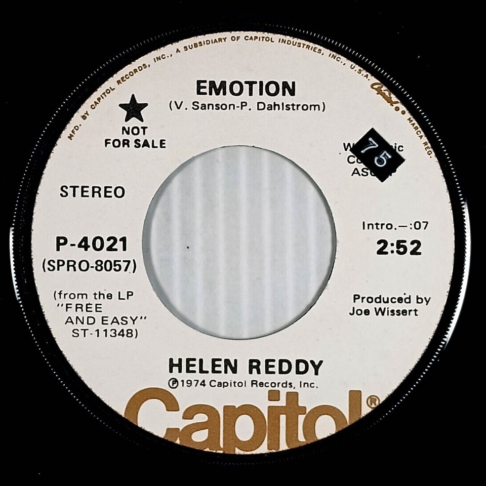 Helen Reddy - Emotion (mono/stereo) [7" 45 rpm Promo] Capitol Records ...