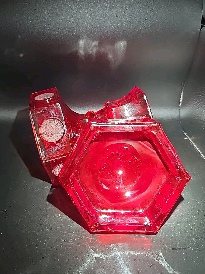 Cadmium Fostoria Ruby Red Coin-Dot Pattern Glass Candlestick Holders | eBay