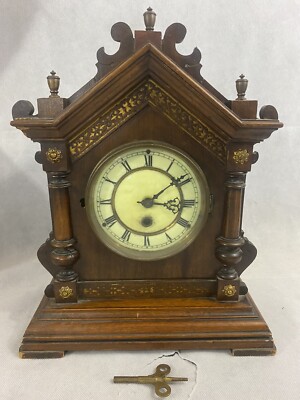 Antique SCHUTZ MARKE Mantel Clock Germany Wood Old Ornate Rare | eBay