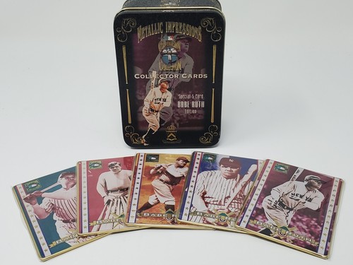 Babe Ruth, Metallic Impressions 5 ALL METAL COLLECTOR CARDS w/ Tin BUF ...