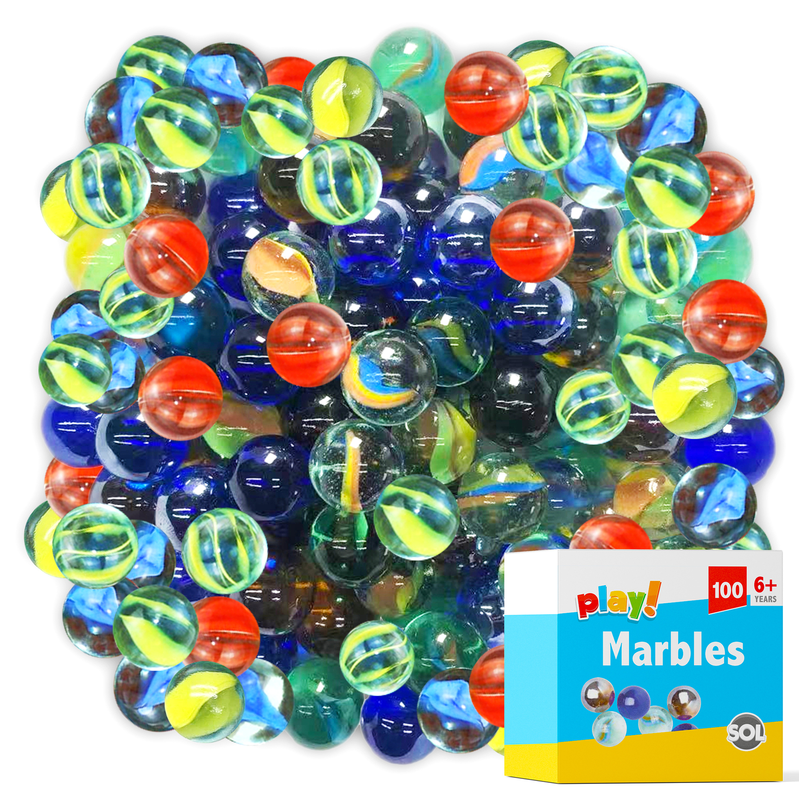 100-300 Coloured Glass Marbles | Traditional Vintage Classic Kids Toys ...