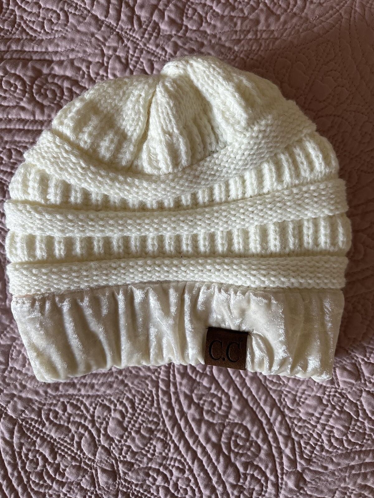 CC Girlie Girl Originals Beanie Hat Ivory With/Velvet Trim 88320 | eBay