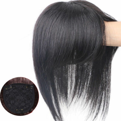 100% Human Hair Topper Toupee for Women Clip in Hairpiece Top Piece ...