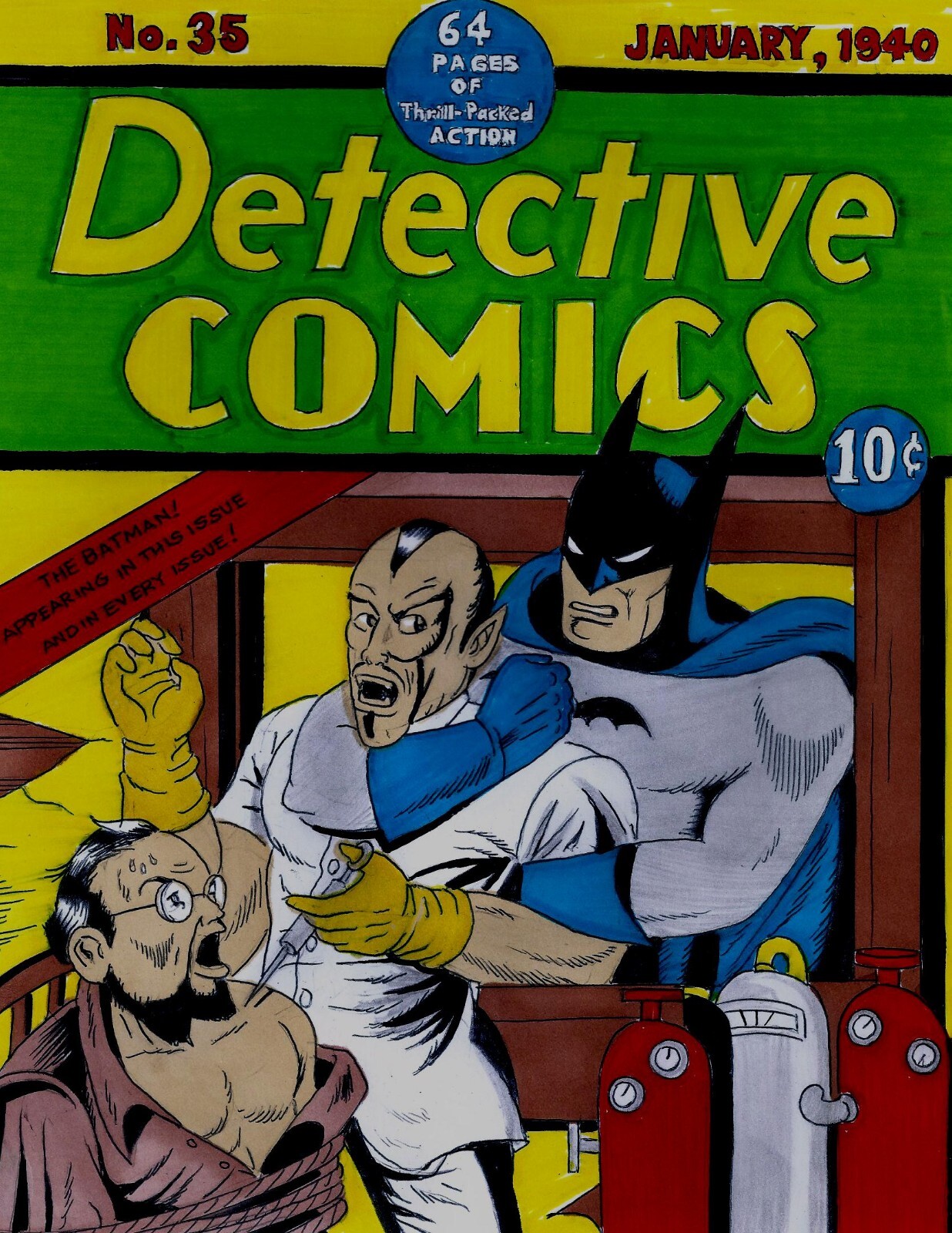 DETECTIVE COMICS # 35 1940 GOLDEN AGE BATMAN COVER RECREATION ORIGINAL ...
