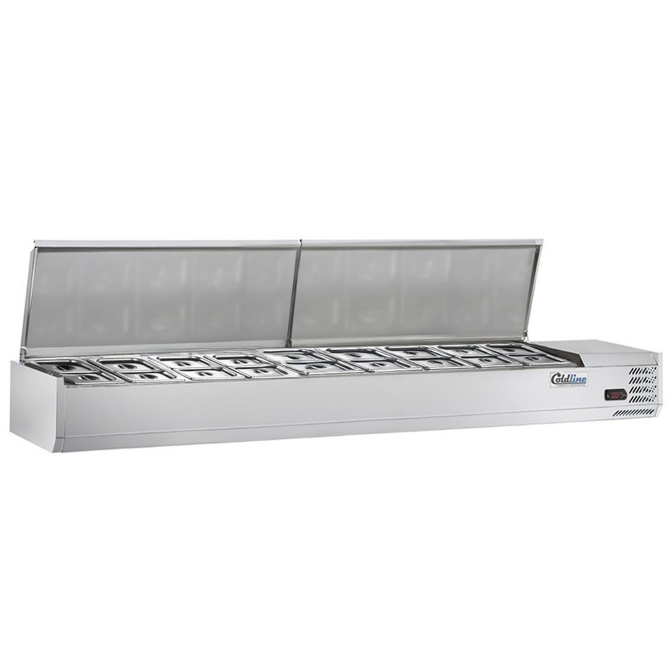 80" Refrigerated Countertop Salad Bar, Stainless Steel Topping Rail, 9 ...